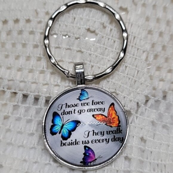 None | Accessories | Butterflies Remembrance Domed Keychain Keyring Bag ...